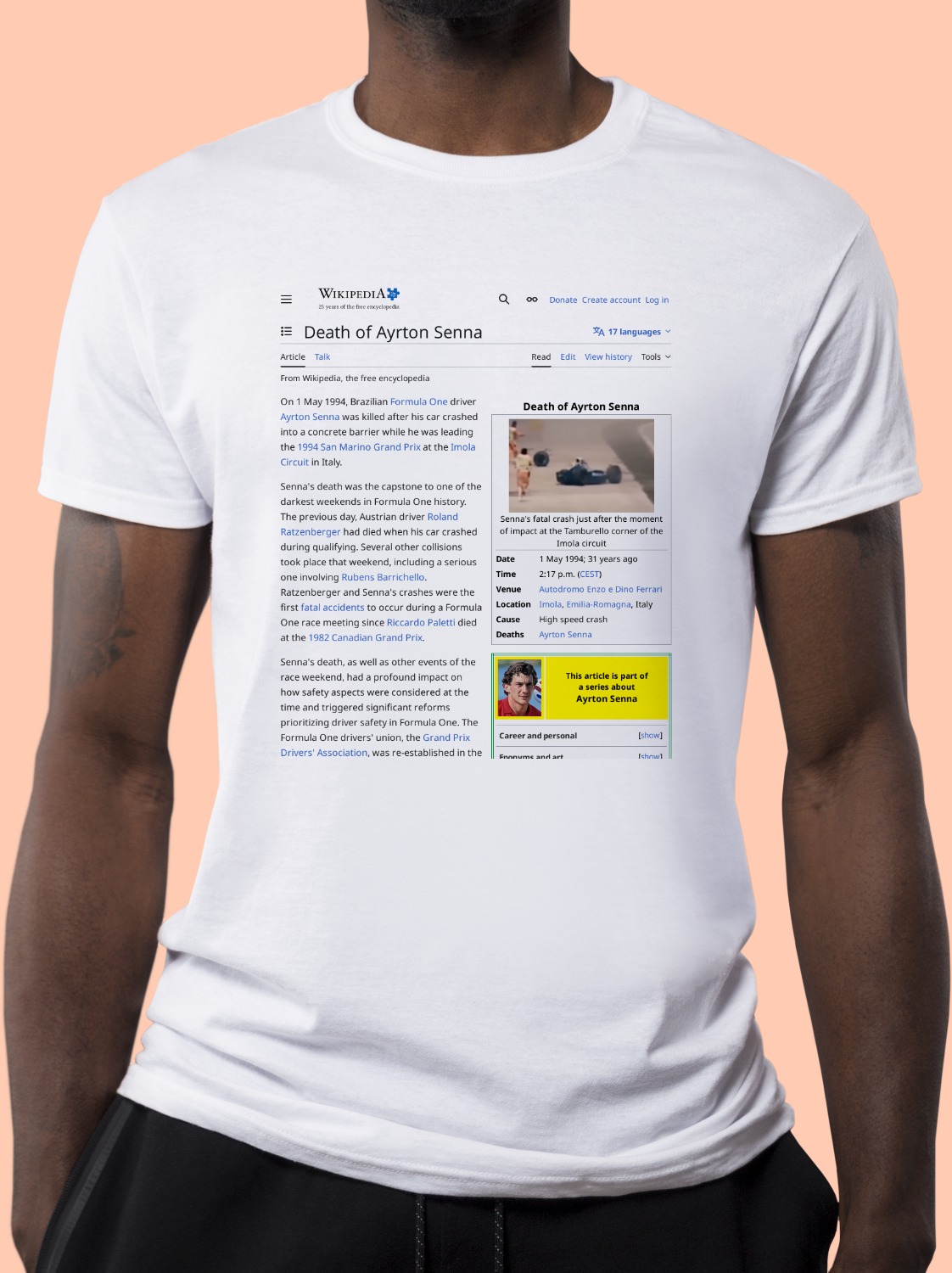 Death of Ayrton Senna Wikipedia T-Shirt