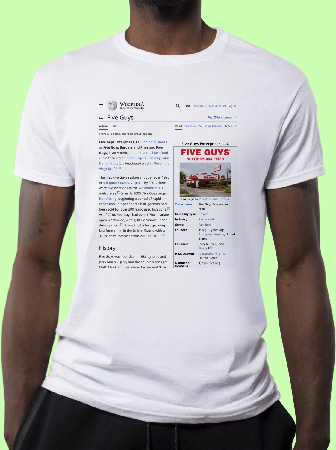 Five Guys Wikipedia T-Shirt
