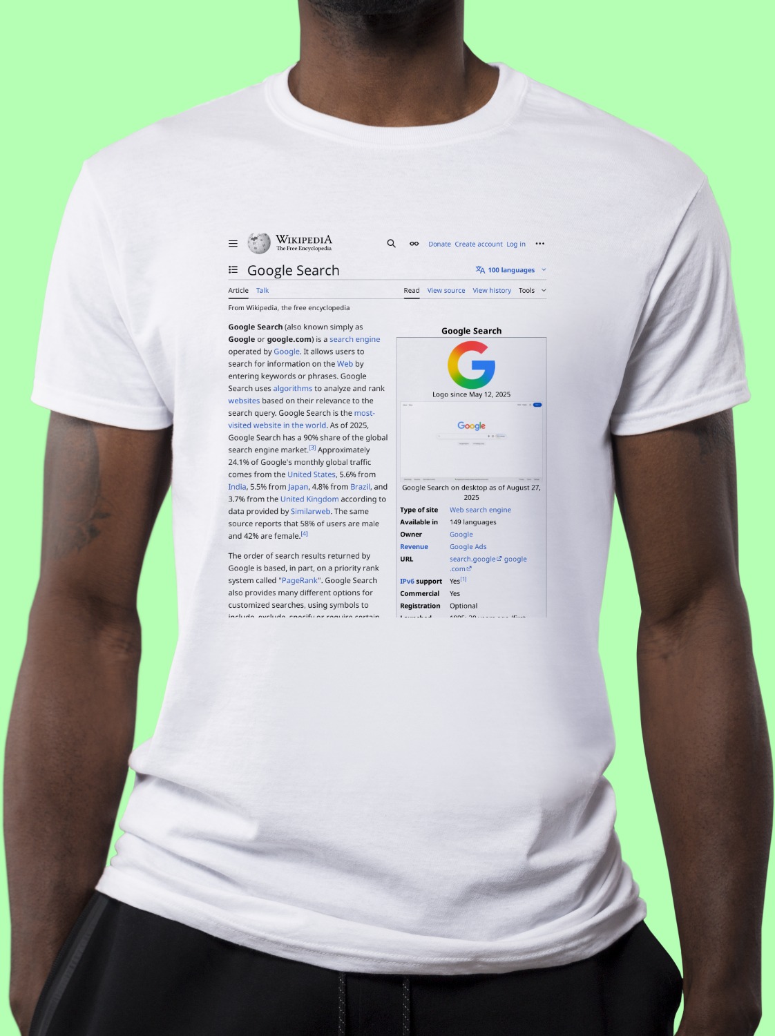 Google Search Wikipedia T-Shirt