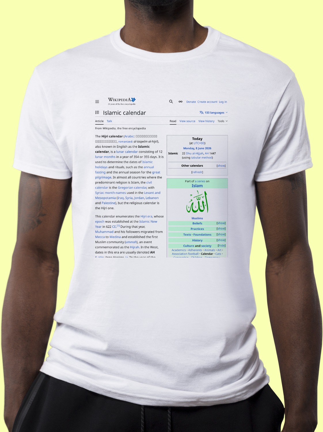 Islamic calendar Wikipedia T-Shirt