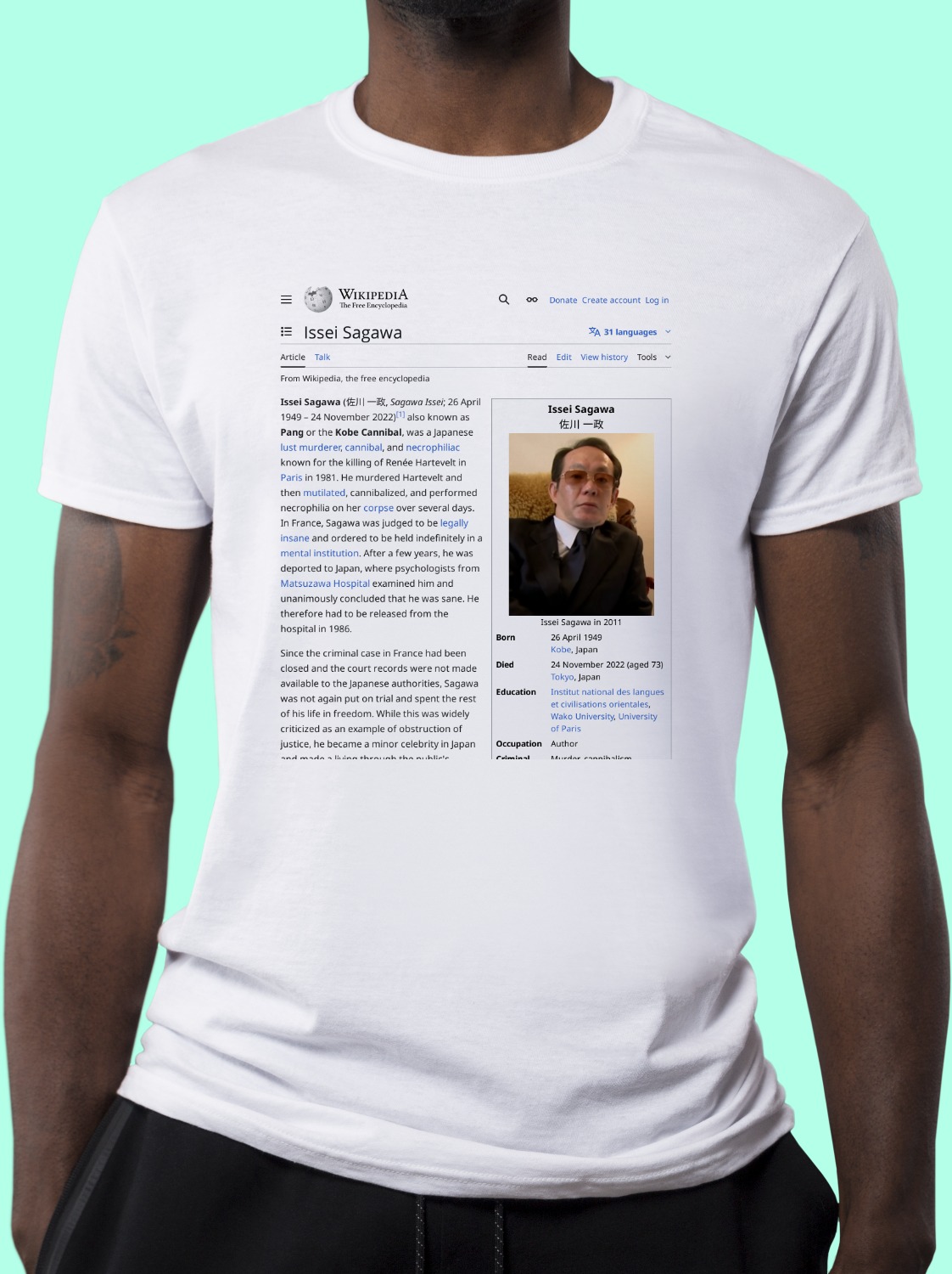 Issei Sagawa Wikipedia T-Shirt