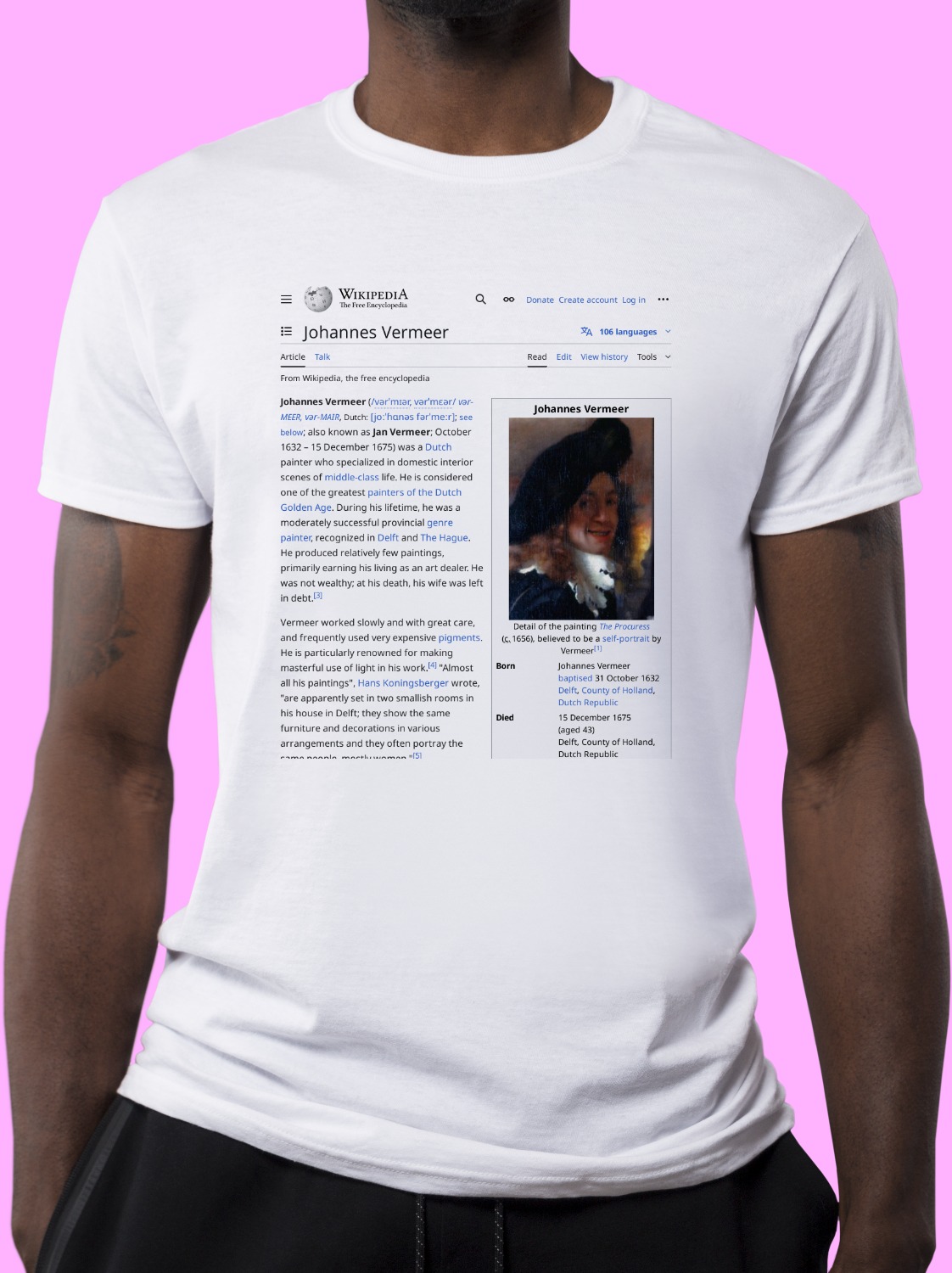 Johannes Vermeer Wikipedia T-Shirt