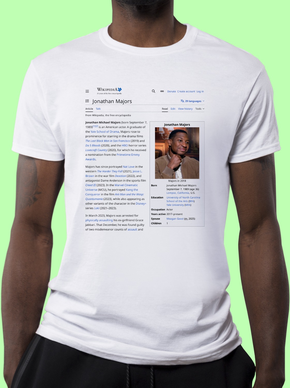 Jonathan Majors Wikipedia T-Shirt