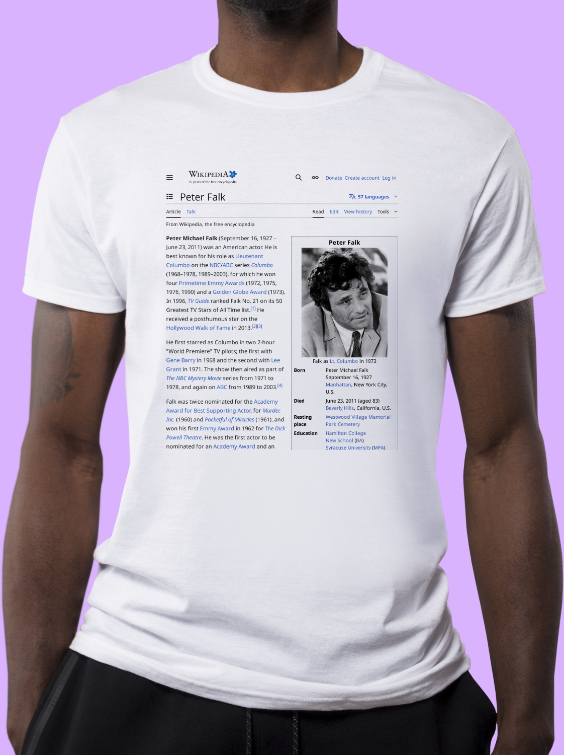 Peter Falk Wikipedia T-Shirt