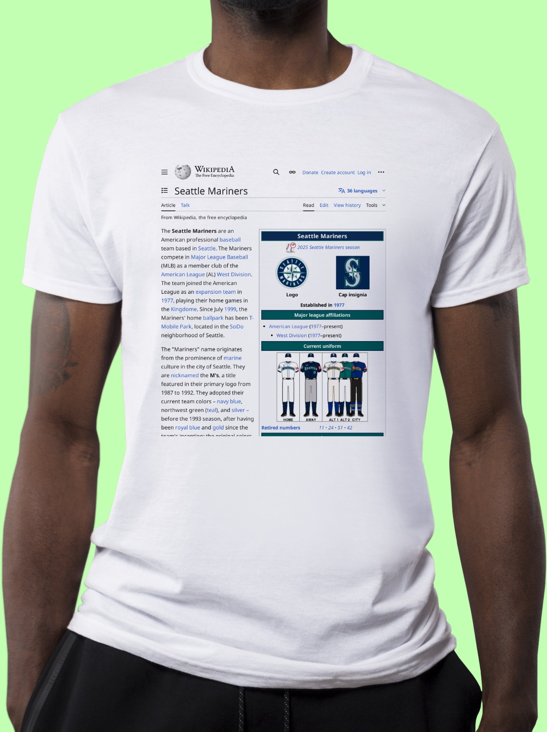 Seattle Mariners Wikipedia T-Shirt