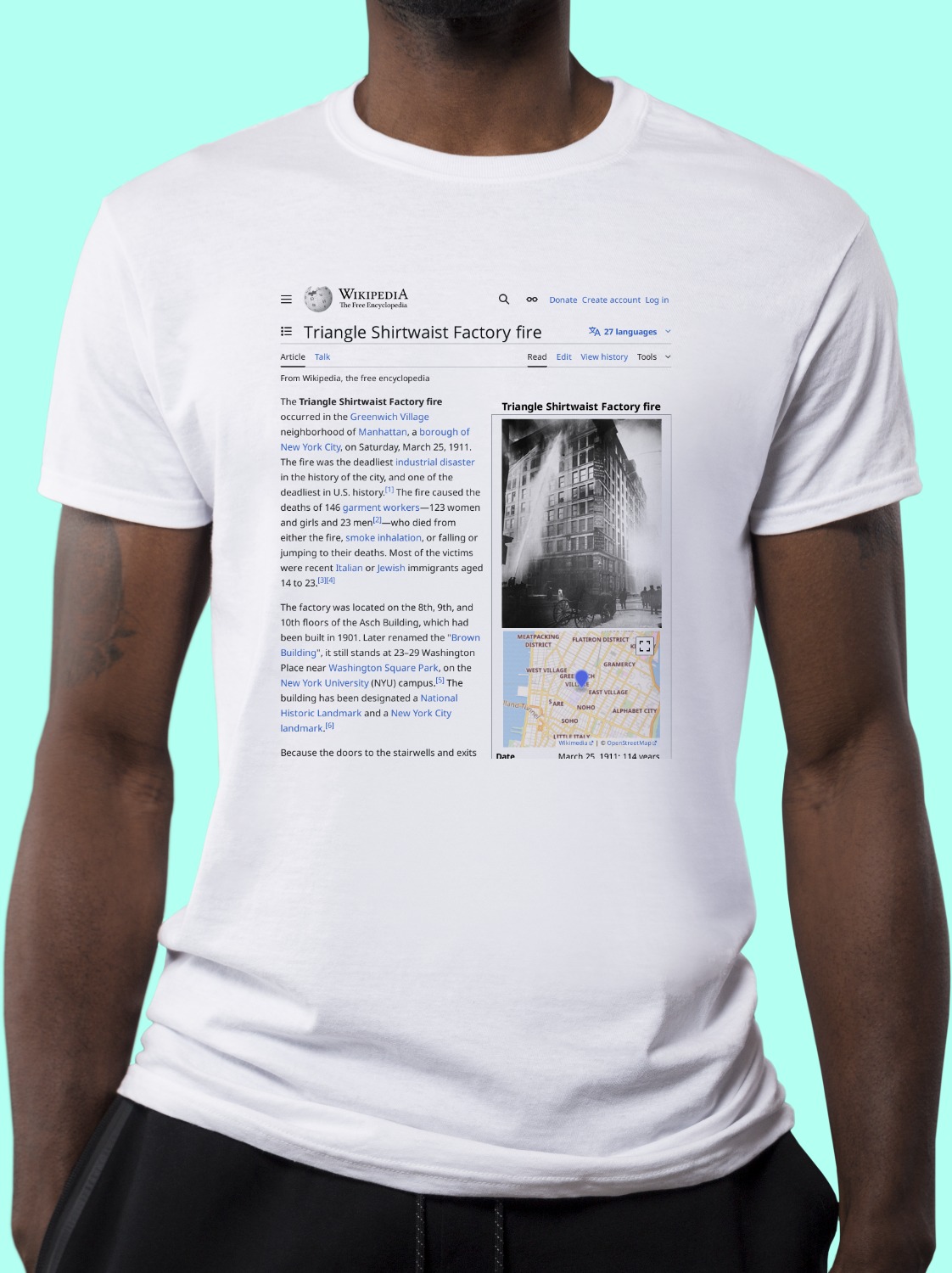 Triangle Shirtwaist Factory fire Wikipedia T-Shirt
