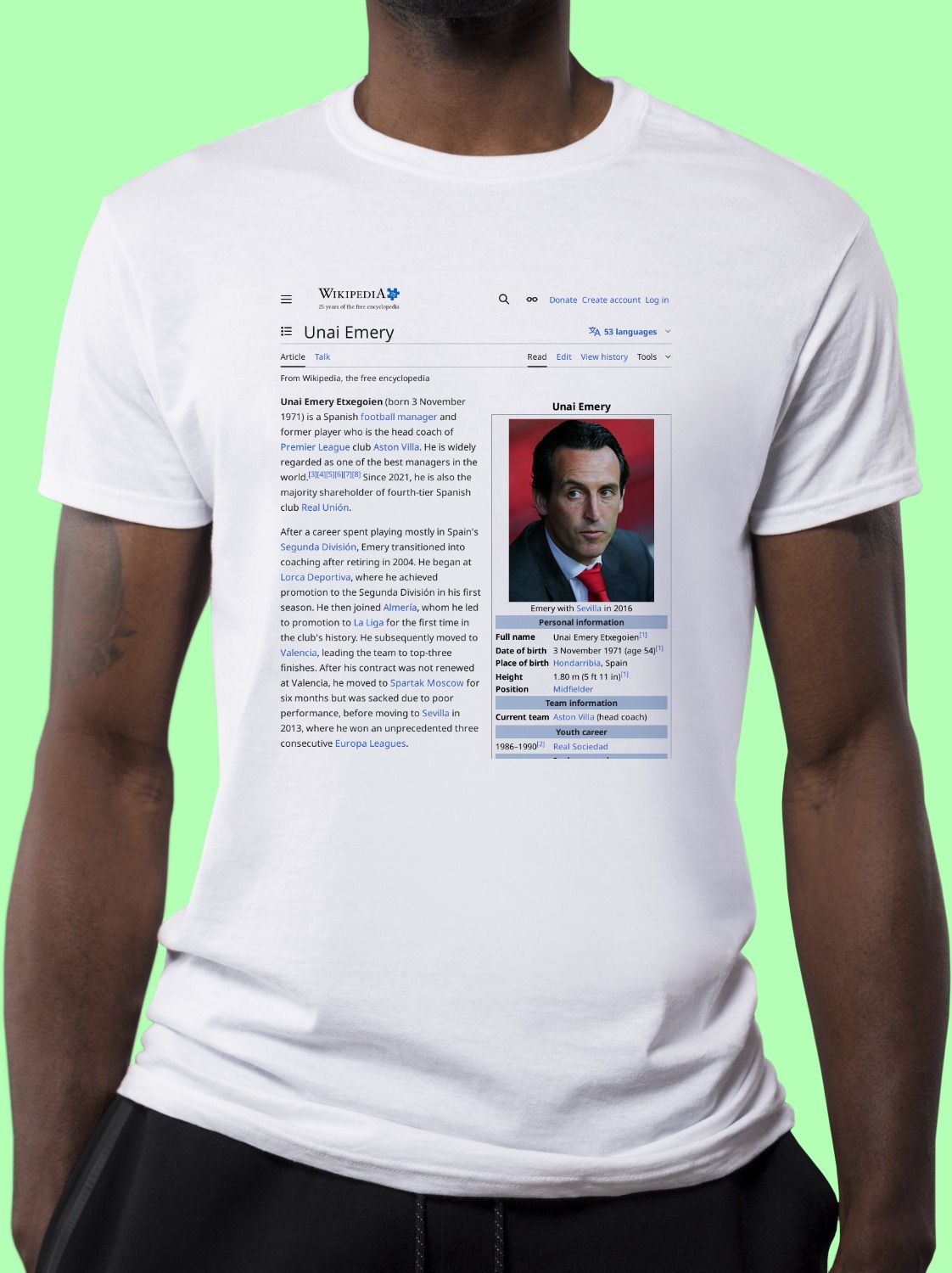 Unai Emery Wikipedia T-Shirt