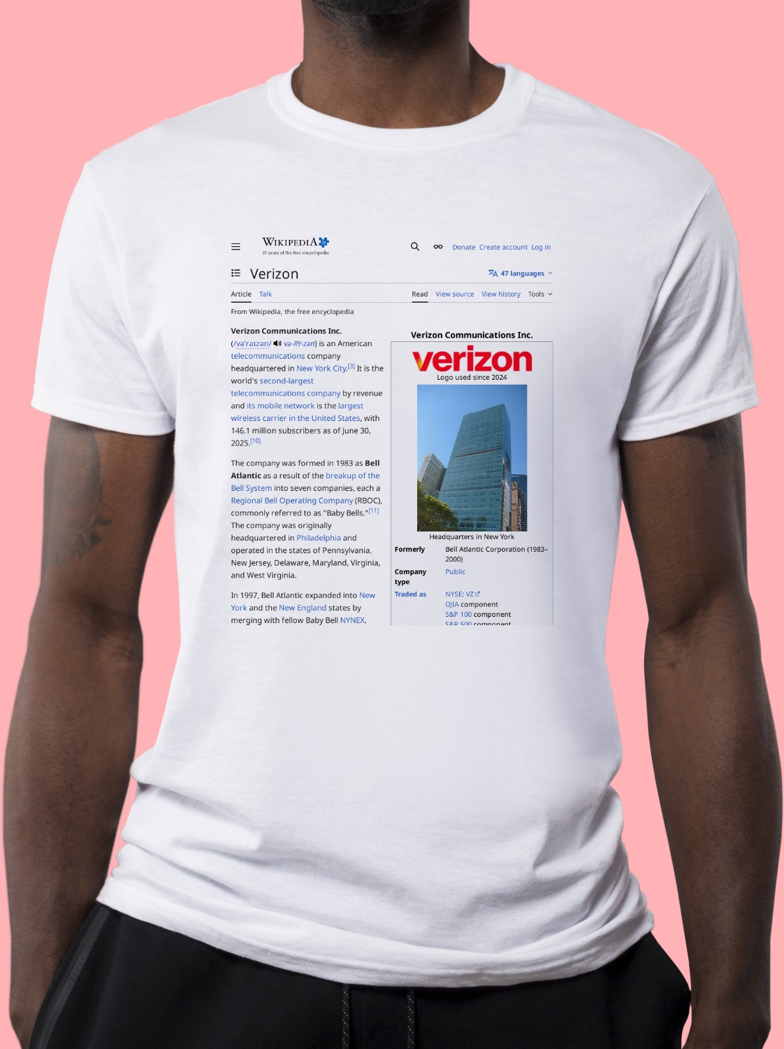 Verizon Communications Wikipedia T Shirt